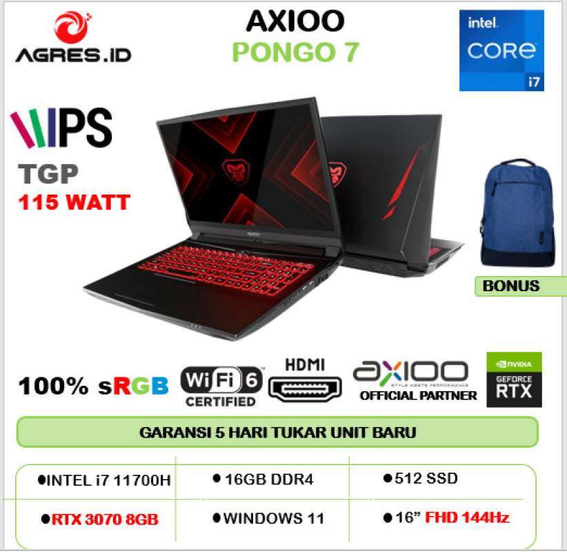 Jual Axioo Mybook Pongo 3 / Pongo 5 / Pongo 7 Rtx3070 8gb I7 11700 16gb ...