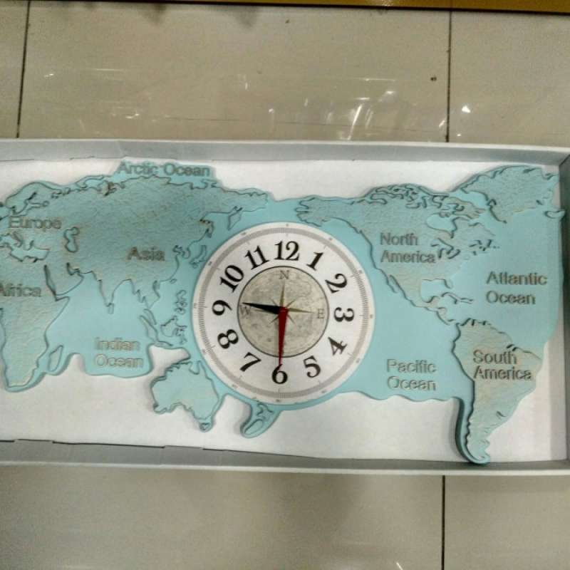 Promo Jam Dinding Peta Dunia Jam Dinding Elegant Jam Dinding Besar ...