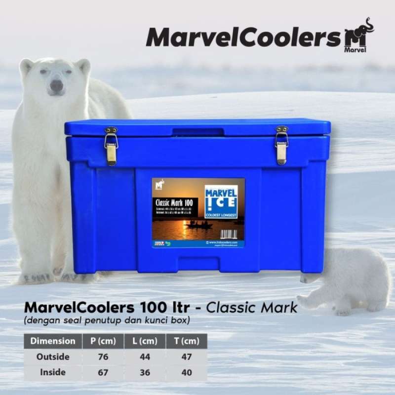 Jual Coolbox / Coolbox Marvel 100 Liter + Seal + Engsel + Pengunci Di ...