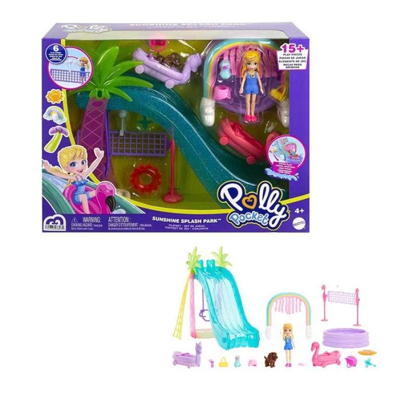 Promo Polly Pocket Sunshine Splash Park Playset Slidin Waterpark Toy ...