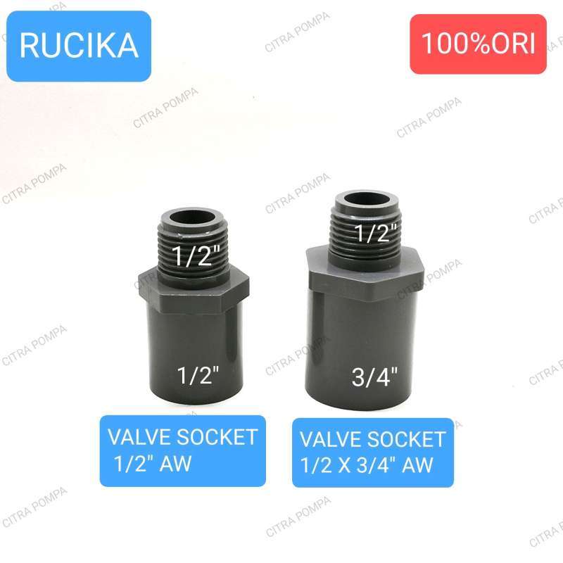 Jual Rucika 1/2 Aw Sdl / 1/2 X 3/4 Sdl / Valve Socket 1/2 Aw / Sock Drat Luar 1/2 X 3/4 Aw Di ...