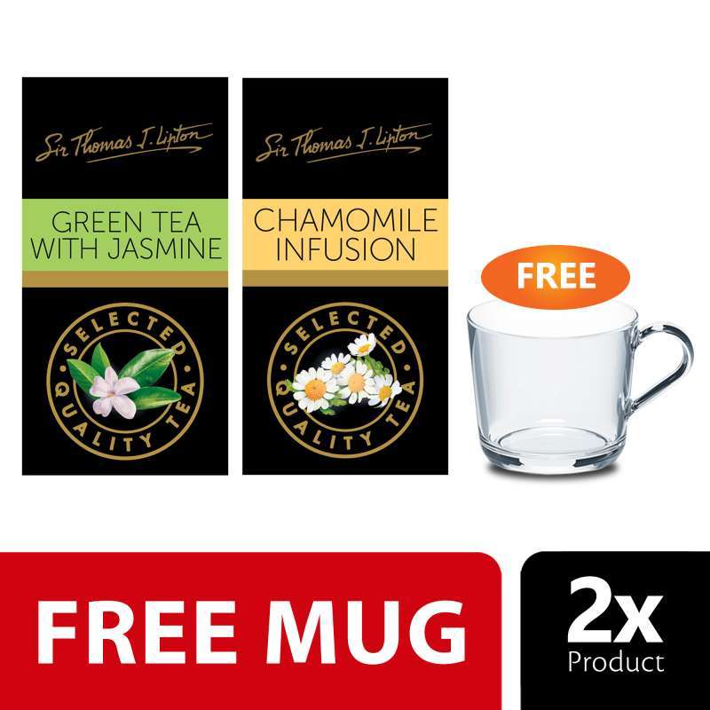 Promo Lipton STL Green Tea with Jasmine & Chamomile Free Gelas Mug Bening IKEA Diskon 47% di ...