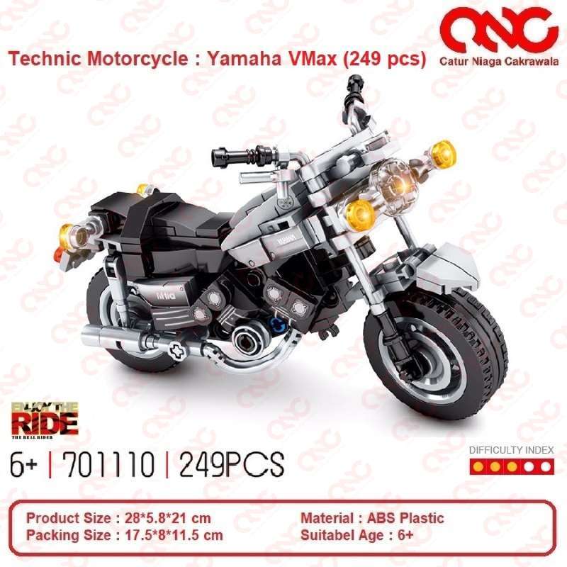Promo CNC Brick Sembo Technic Motorcycle Yamaha VMAX lego compatible Diskon 20% di Seller Catur ...