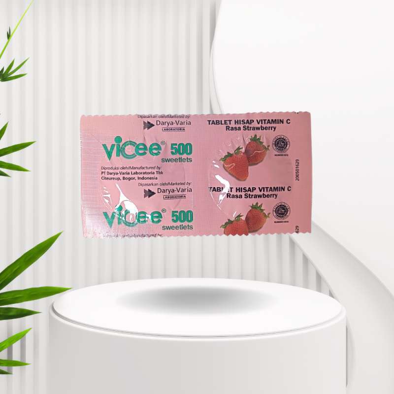 Jual Vitamin C Vicee 500 mg Sweetlets Rasa Strawberry Tablet Hisap Daya ...