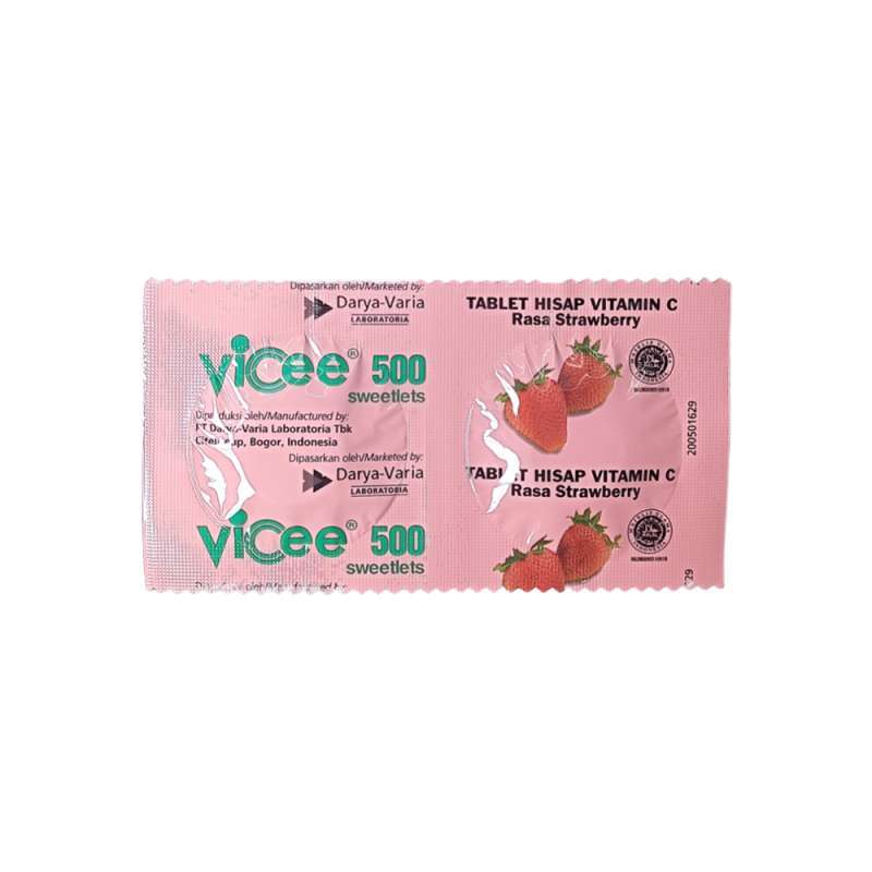 Jual Vitamin C Vicee 500 mg Sweetlets Rasa Strawberry Tablet Hisap Daya ...