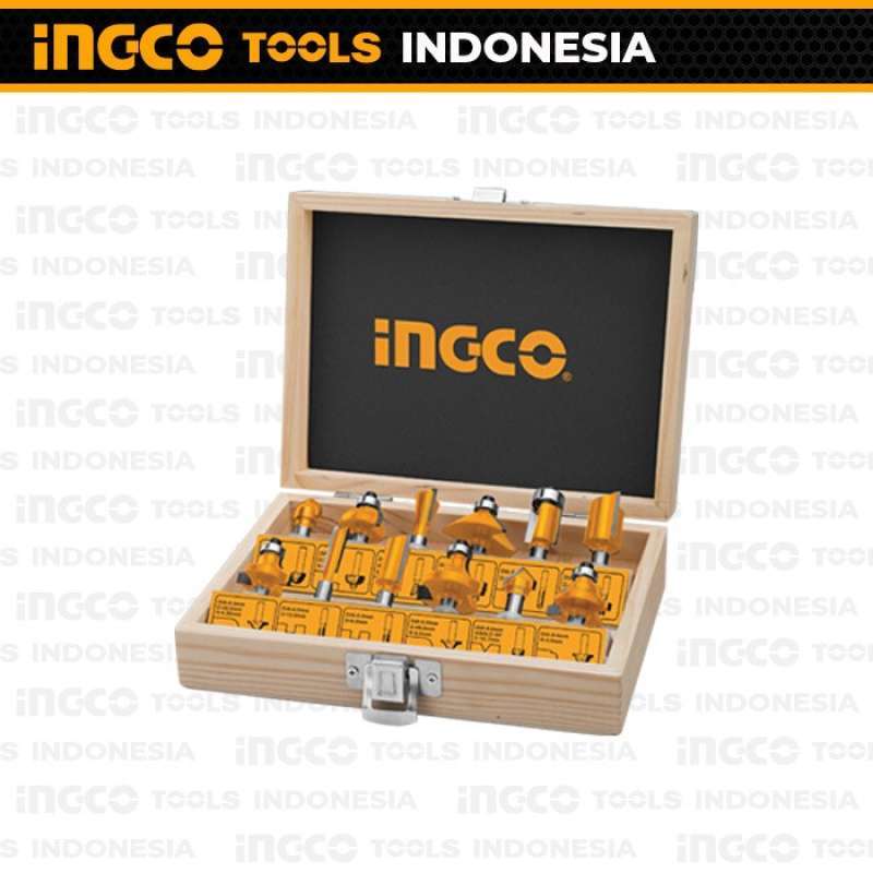 Promo 12-Pcs Router Bits (6mm) INGCO AKRT1201 Mata Mesin Router Profil ...