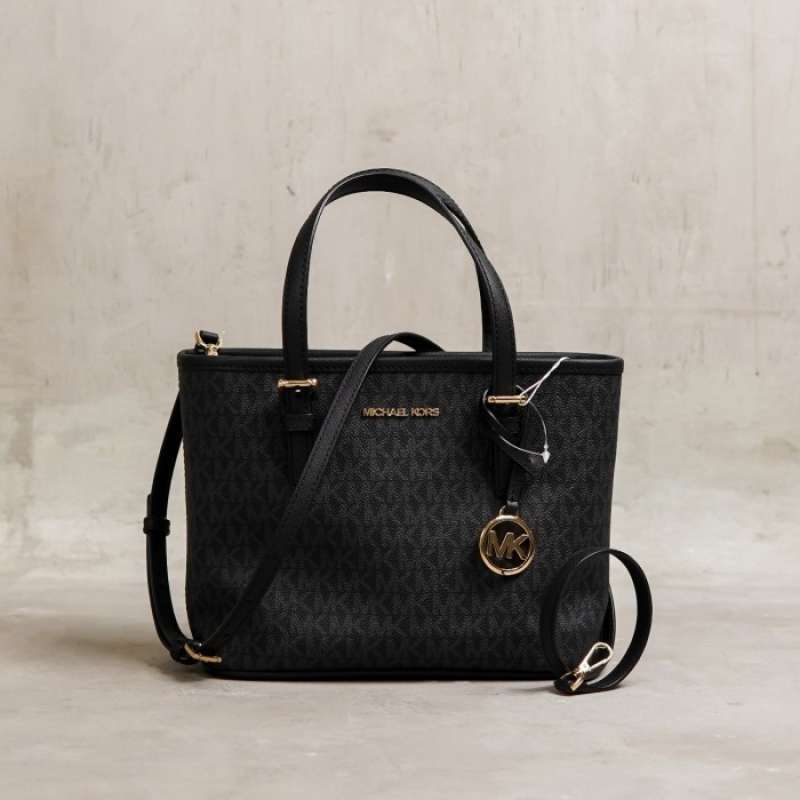 Jual Tas Michael Kors Mk Monogram Black Ghw Zip Tote Bag 100% Original ...