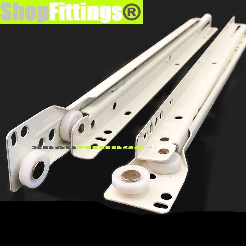 Jual Rel Laci Putih Biasa Single Track White Drawer Slide Roller Runner ...
