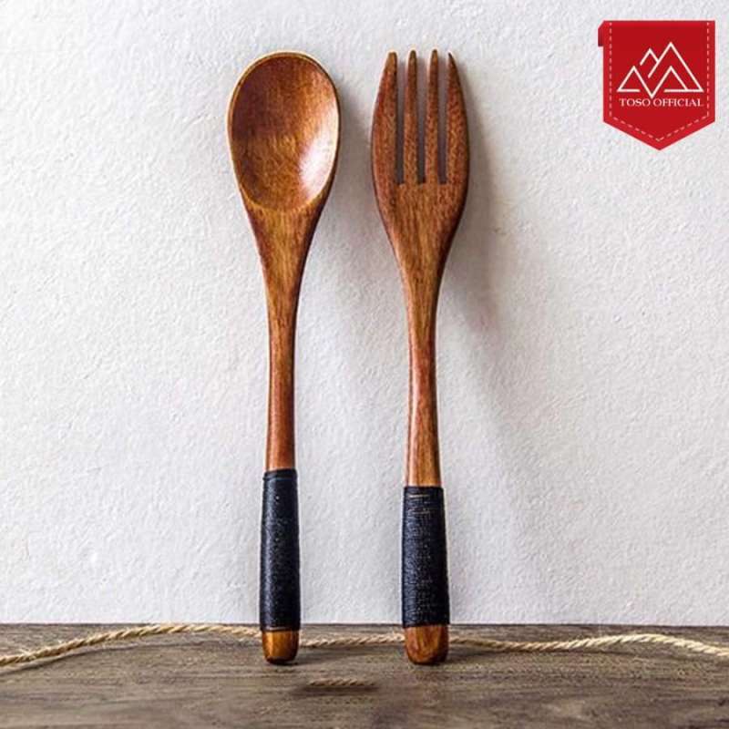 Promo Sendok Garpu Makan Japanese Style Bambu Model Gagang Winding ...