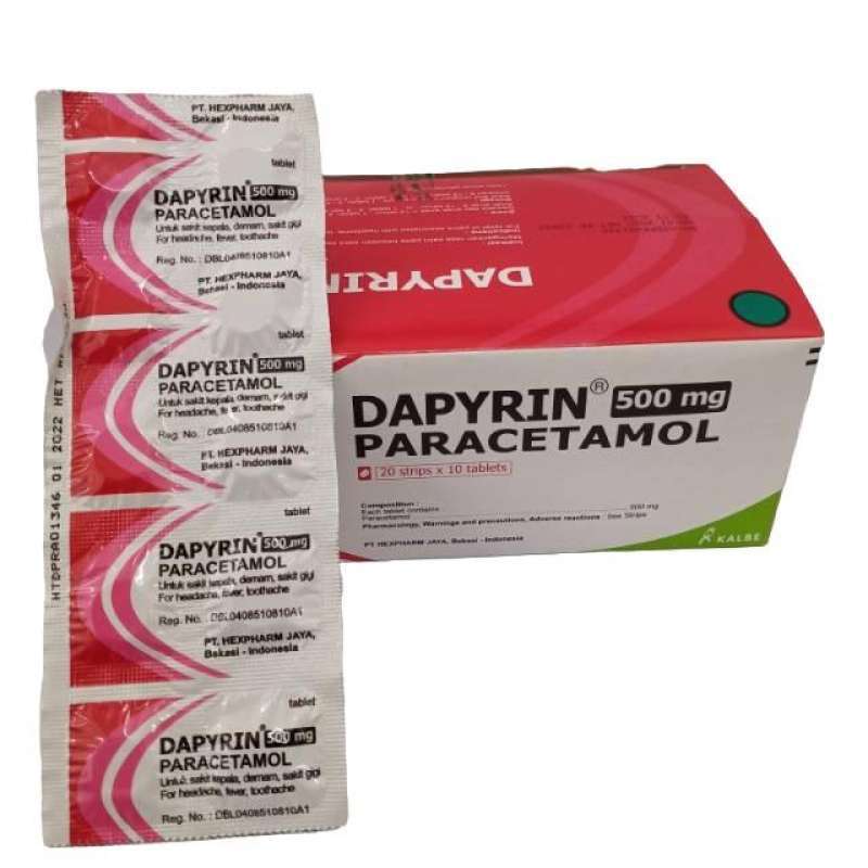 Jual DAPYRIN PARACETAMOL 500 MG @10 TABLET - OBAT DEMAM / NYERI di ...
