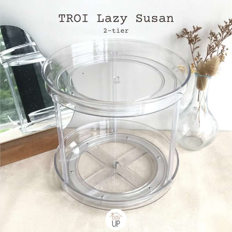 Promo TROI Lazy Susan Spinning Organizer Turntable Storage Rack 2 Tier ...