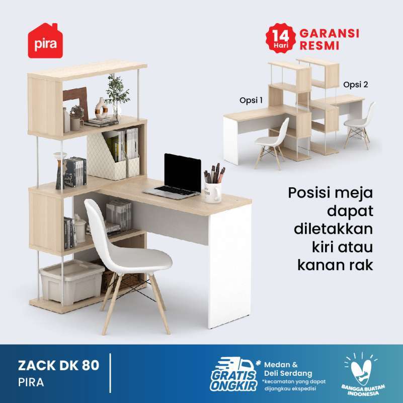 Jual Pira - Zack DK 80 Meja Kerja / Meja Belajar dengan Rak Buku di Seller PIRA MEDAN - Tembung ...