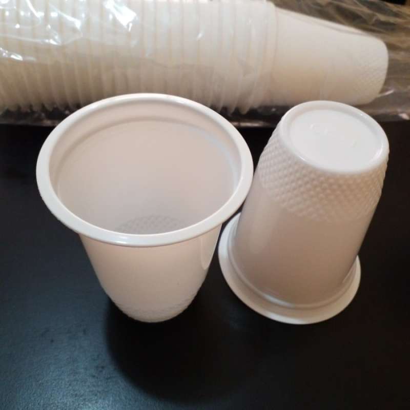 Promo New Cup/ Gelas Plastik Cc Polos 220Ml Warna Putih Susu Isi ...