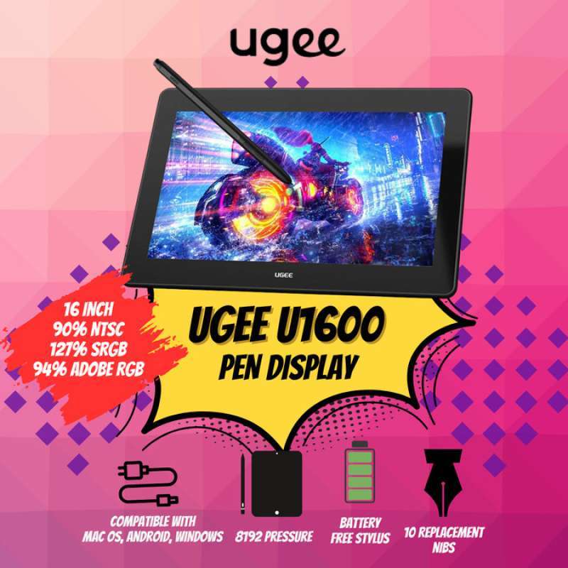 Jual UGEE Pen Display U1600 Drawing Pen Tablet di Seller Cora Store ...