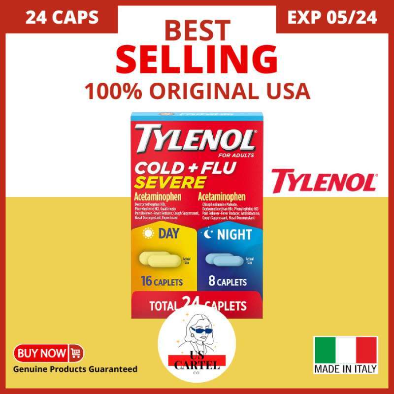 Promo Tylenol Cold + Flu Severe Day and Night 24 Caplets Fever, Pain ...