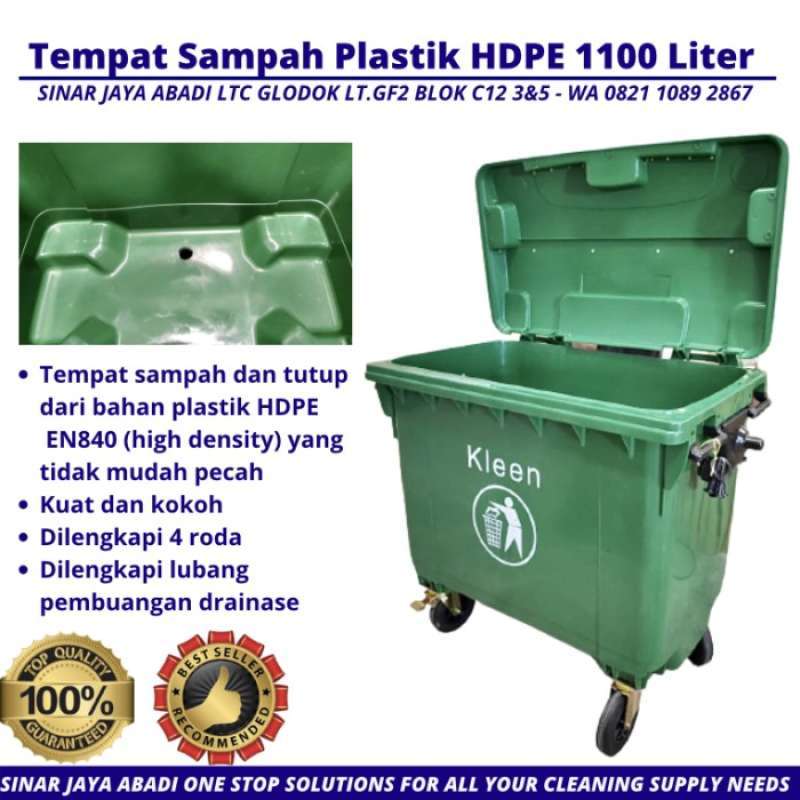 Jual Tempat Tong Sampah Plastik 1100 Liter Roda Plastic Dust Bin Wheel di Seller Jamica Store ...