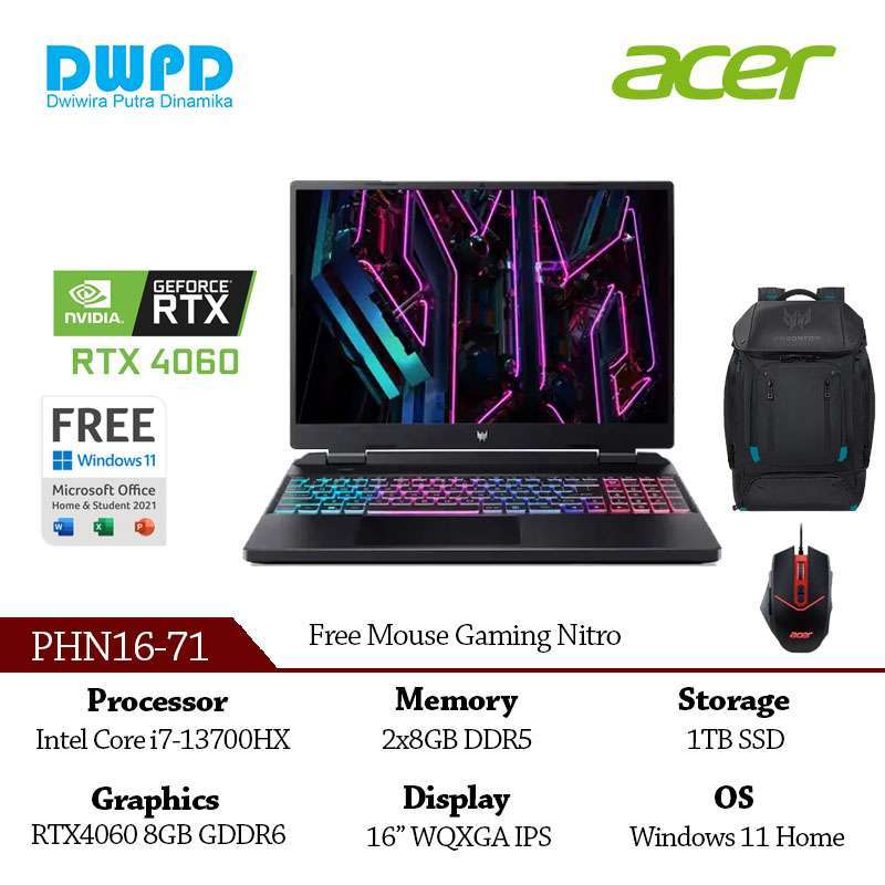 Jual ACER Notebook Gaming Predator Helios Neo 16 PHN16-71-72DN Intel ...