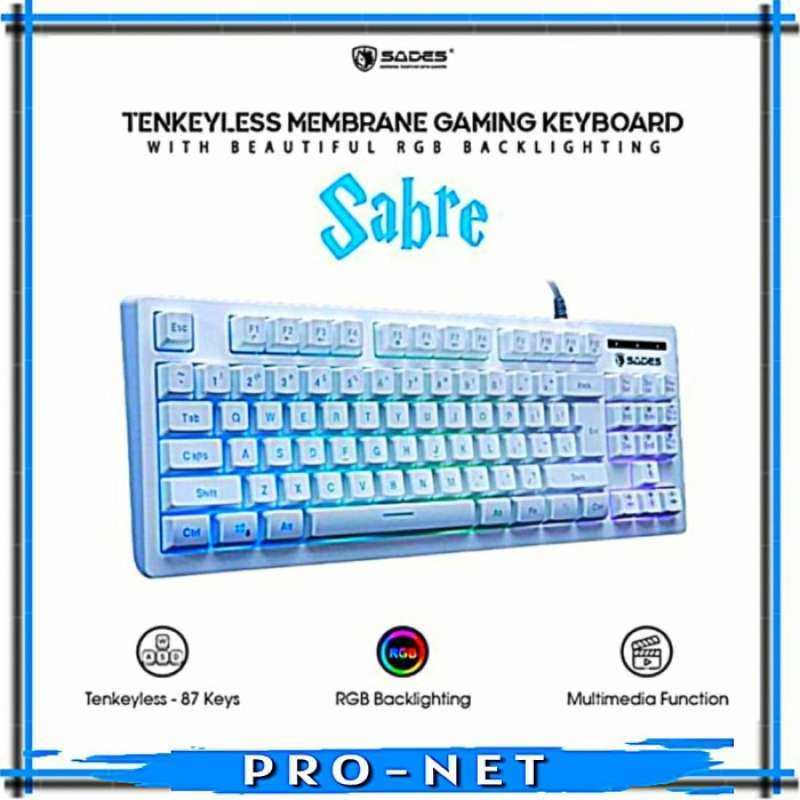 Promo Keyboard GAMING TKL RGB SABRE warna putih dan hitam Diskon 23% di ...