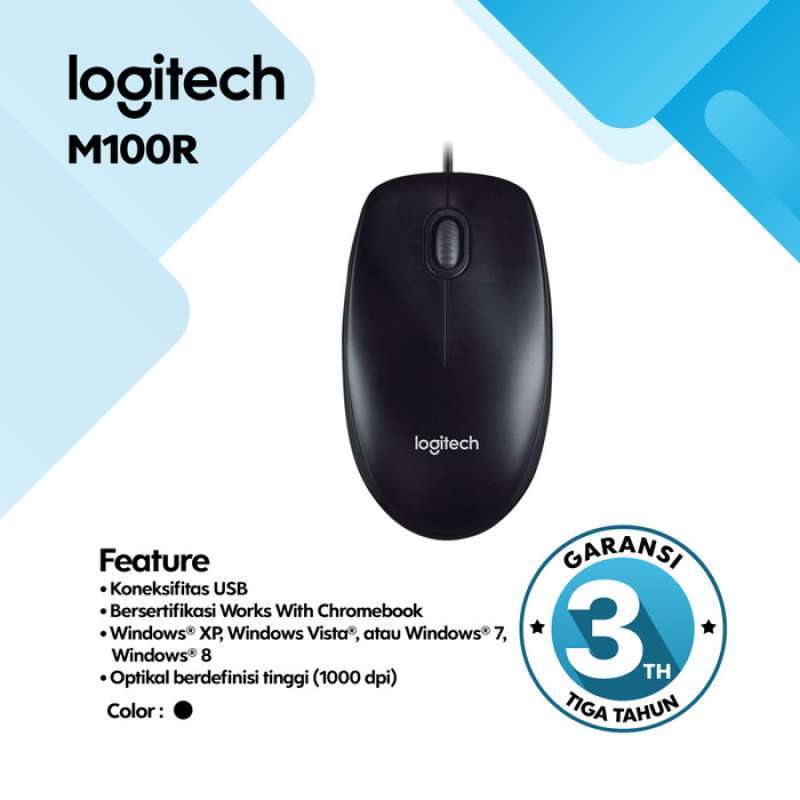 Jual Logitech M100R Clamshell Mouse-Black di Seller Tunnel store ...