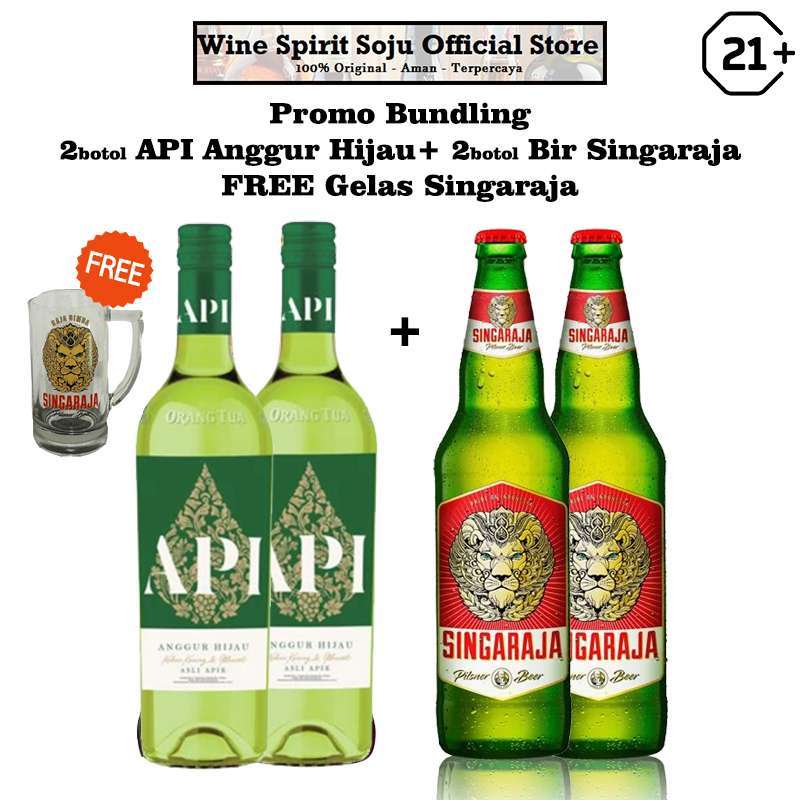 Jual Paket 2 botol API Anggur Hijau OT + 2 botol Bir Singaraja Free ...