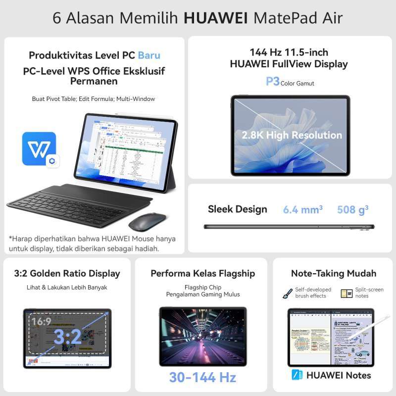 Promo Huawei Matepad Air Tablet [8+128g]| Pc-level Productivity | 144hz ...