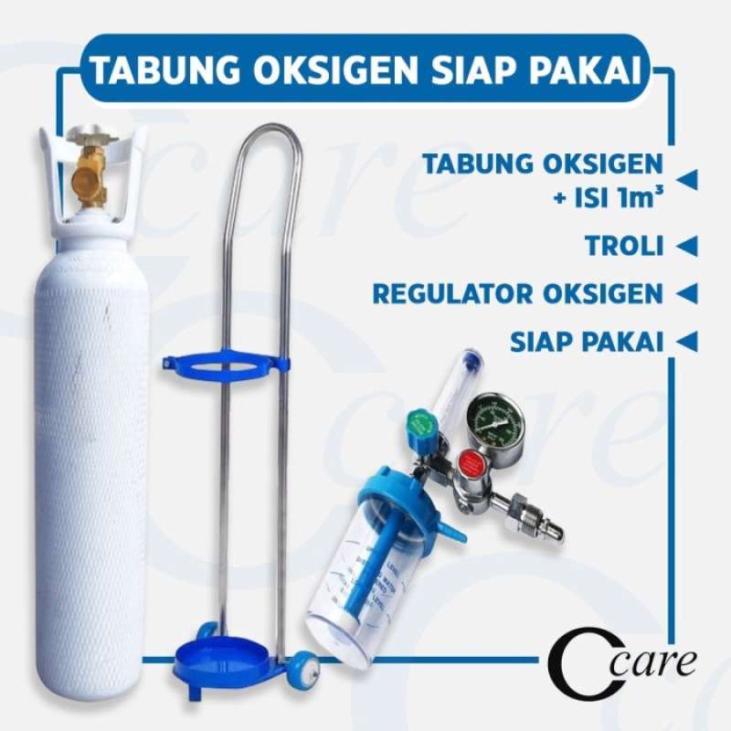 Promo Tabung Oksigen isi + Trolly + iRegulator Oksigen siap pakai ...