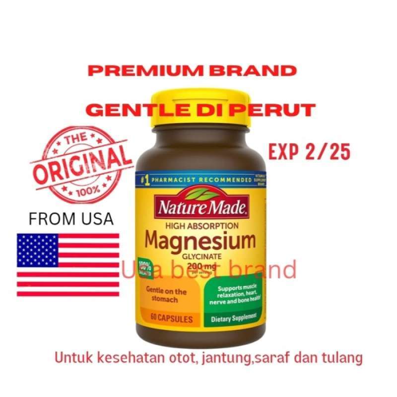 Jual nature made magnesium glycinate 60 capsules 200 mg di Seller Zebaa ...