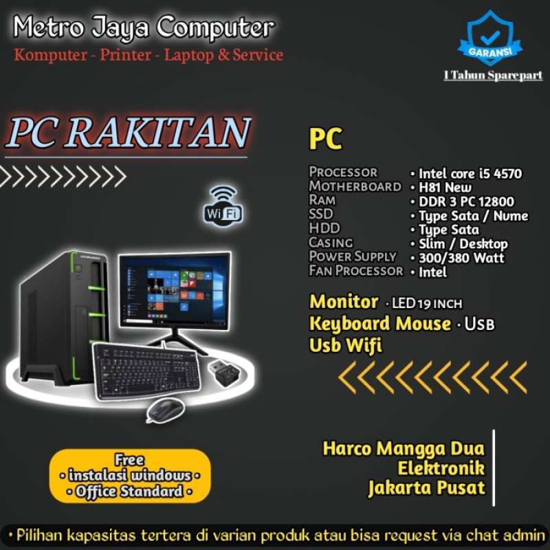 Promo Paket Komputer Pc Slim / Desktop Core I5 4570 Admin / Office ...