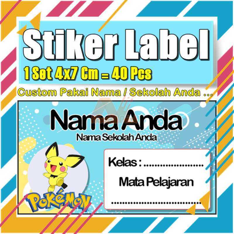 Jual Stiker Label Pokemon Model I Buku Pelajaran Anak Vol-248 - Uk 4x7 ...