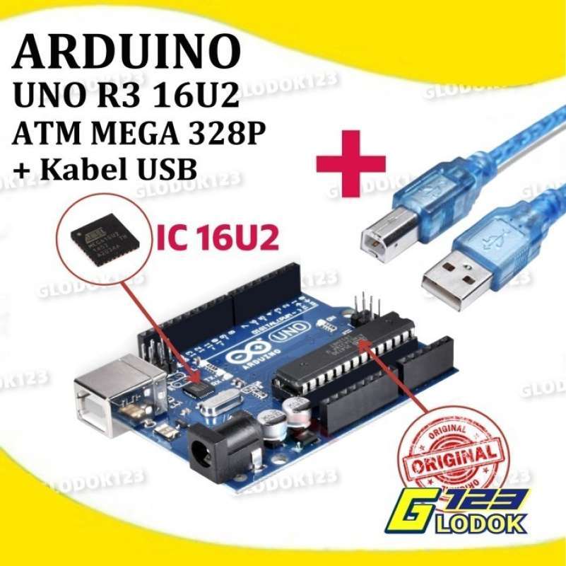 Promo Arduino Uno R3 16U2 ATMEGA328P DIP + KABEL USB Diskon 29% di Seller Mitraa Berkah ...