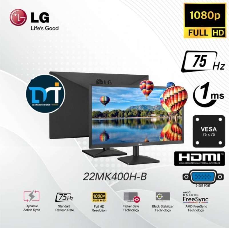 Promo LG 22MK400H B 21.5 Inch - FHD 75Hz 1ms HDMI VGA FreeSync Monitor ...