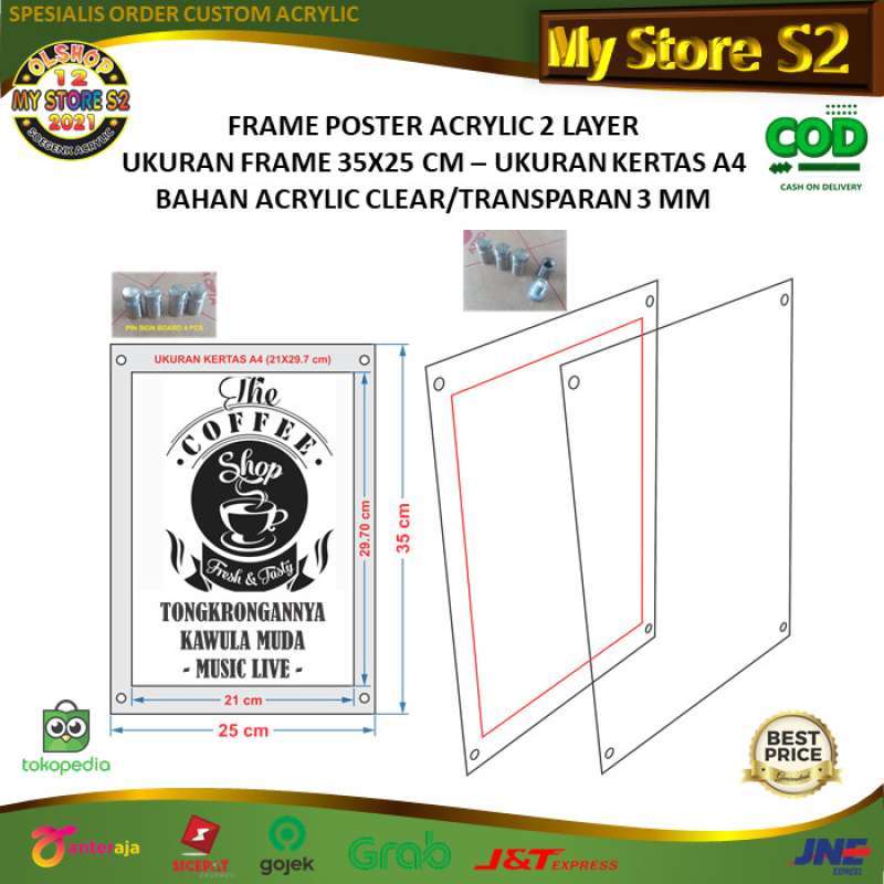 Promo Frame Acrylic Untuk Poster 2 Layer 35X25 Cm - Ukuran Kertas A4 ...