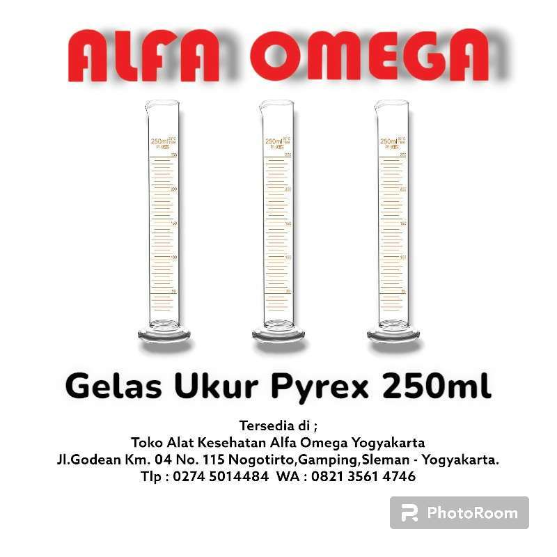 Jual Gelas Ukur Kaca 250ml Merek Pyrex di Seller Alkes Alfa Omega ...