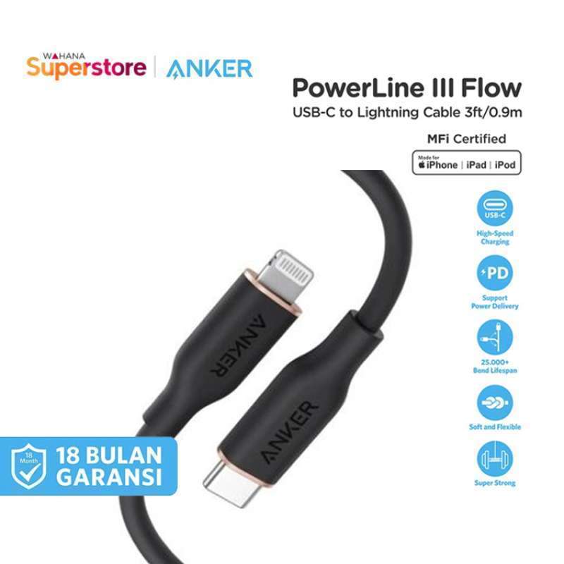Jual Anker Powerline Iii Flow Usb-c With Lightning Connector 3ft ...
