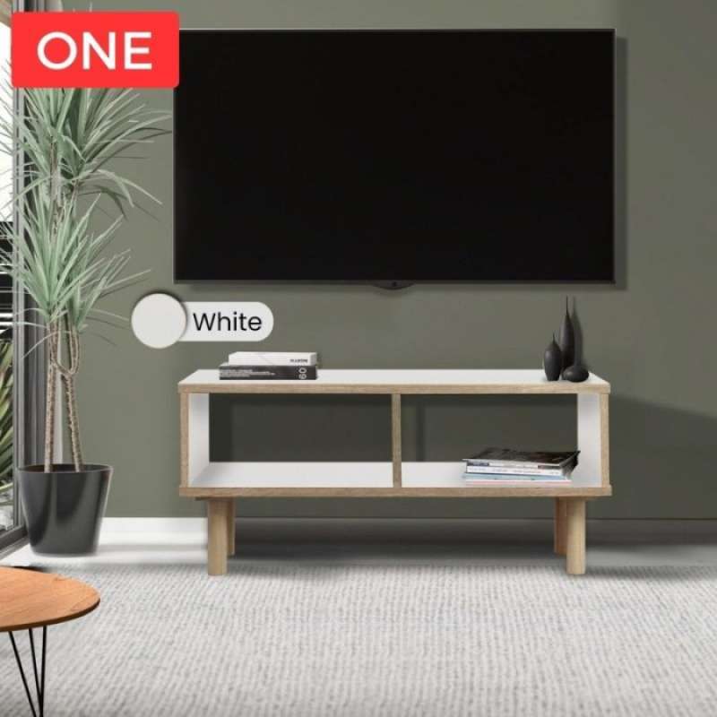 Promo Rak Meja Bawah TV Kayu Laminasi Kekinian Simple Minimalis Putih ...