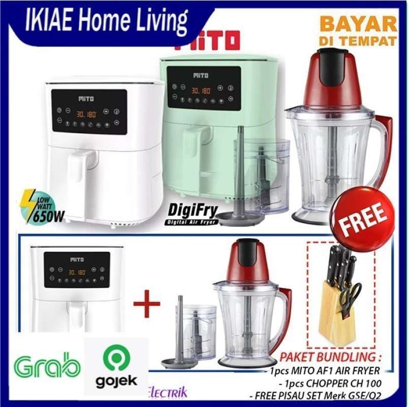 Promo Pake Bundling Mito Chopper Ch 100 & Mito Air Fryer Af1 - Pisau Set Diskon 23% di Seller ...