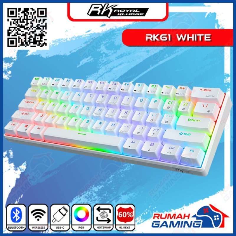 Promo MECHANICAL KEYBOARD - ROYAL KLUDGE - RK61 - 3 MODE - RGB - WHITE ...