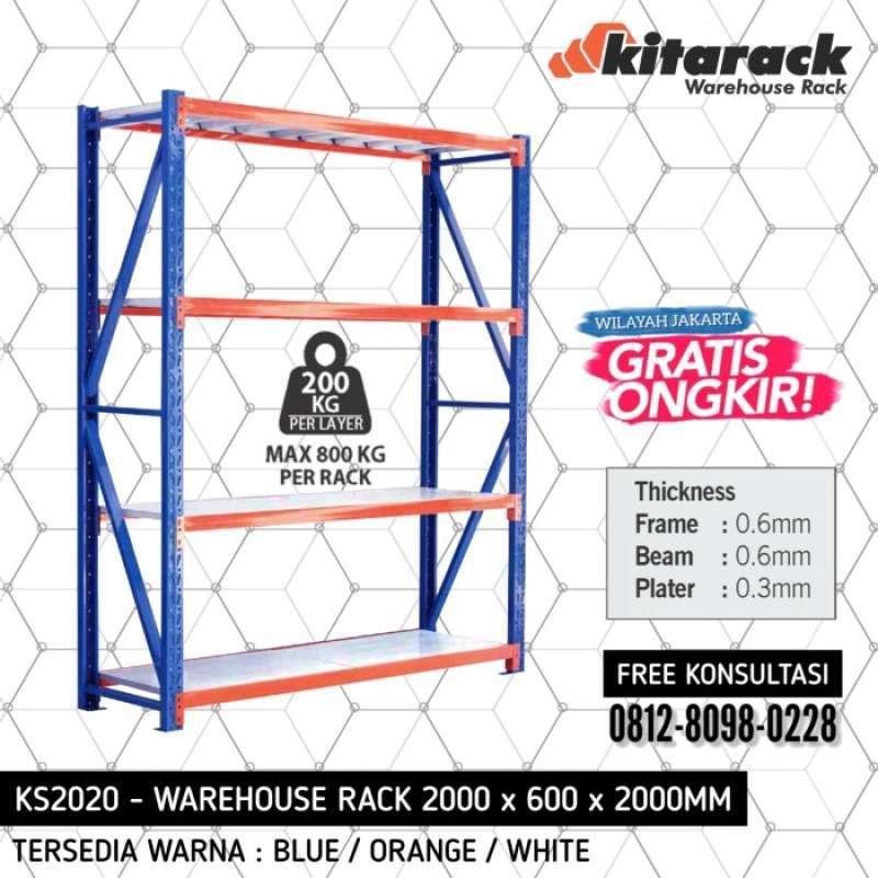 Promo Rak Gudang Light Duty 4 Level / Susun, Tinggi 2 Meter, Rack ...