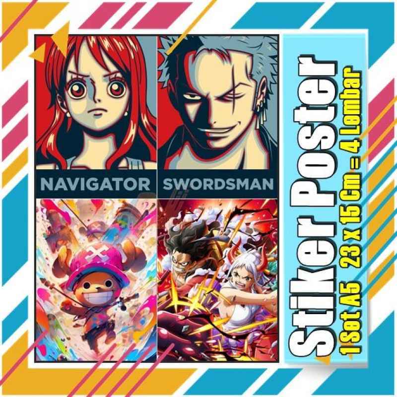Jual Stiker Label One Piece 3 Luppy zoro Brock sanji coper nami robin ...
