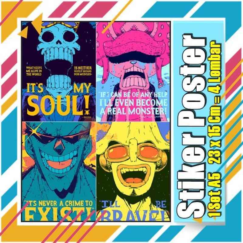 Jual Stiker Label One Piece 3 Luppy zoro Brock sanji coper nami robin ...