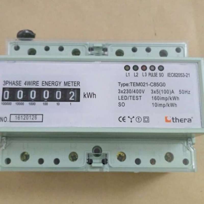 Jual Kwh Meter 3phase Thera 4w 5(100)a Counter 1tariff Type: Tem021 ...