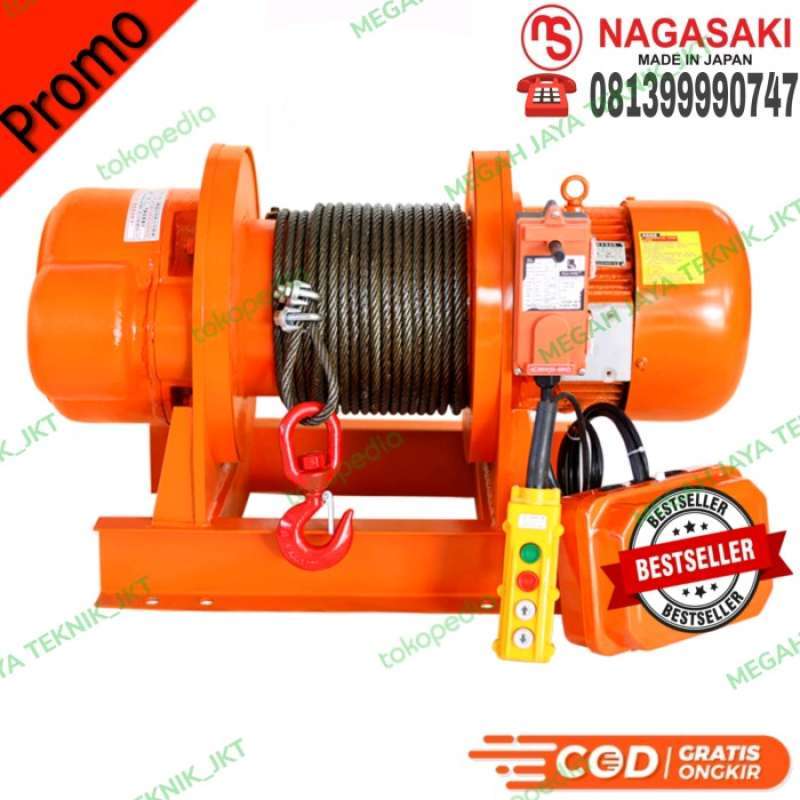 Promo electric wire rope winch hoist 5 ton 100 meter nagasaki made in ...