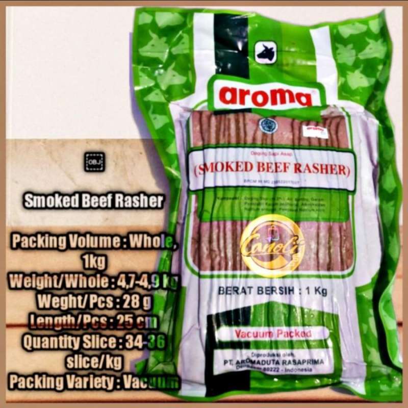 Jual Aroma Smoked Beef Rasher 1Kg / Sapi / Daging Asap Halal / Bali di ...