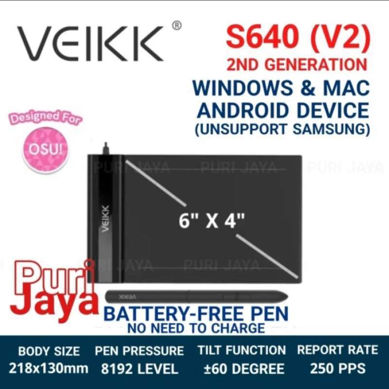 Promo VEIKK S640V2 S640 V2 6 Inch 8192 Level Battery Free Pen Drawing ...