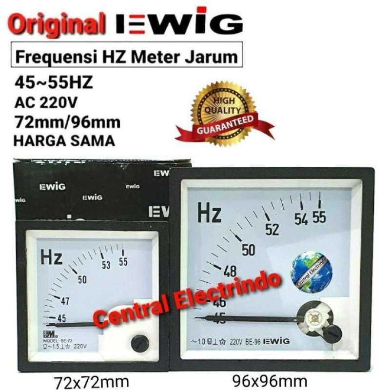 Promo Frekuensi/Frequency Hz Meter Jarum 45~55Hz Ewig 72X72/96X96 ...