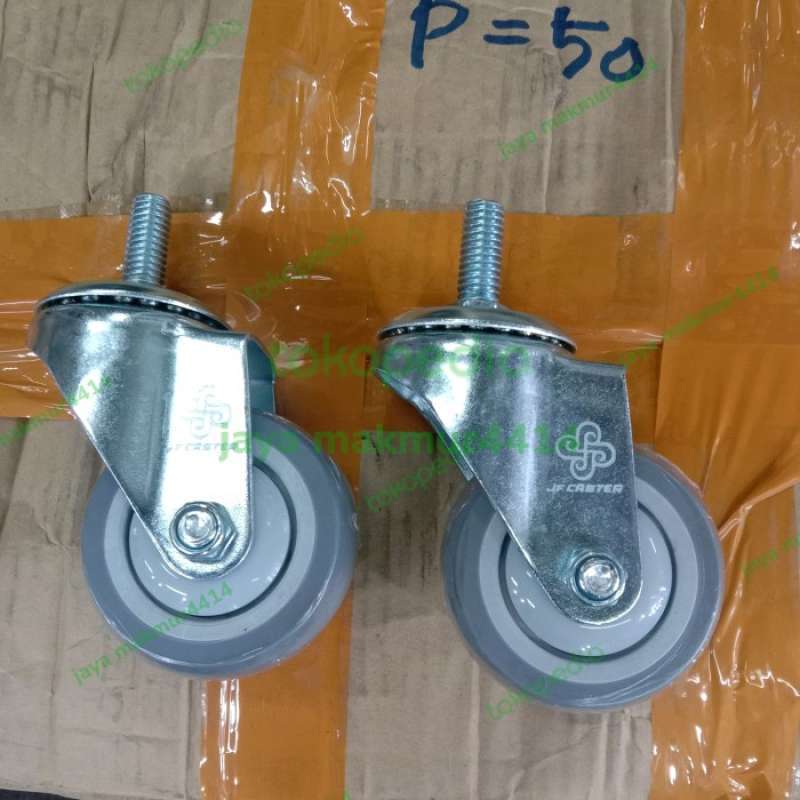 Promo JF Caster Roda abu-abu 3 inch medium duty 2 Polos/hidup/Swivel ...
