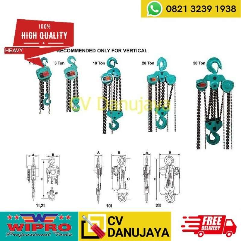 Promo Katrol Chain block Heavy Duty HD 3 ton X 3 meter Wipro Diskon 23% ...