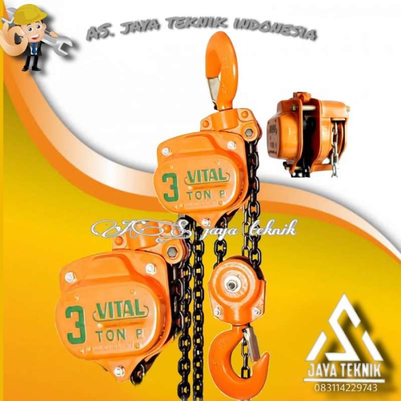 Promo VITAL hand chain block 3 TON X 5 Meter - TAKEL chain block manual ...