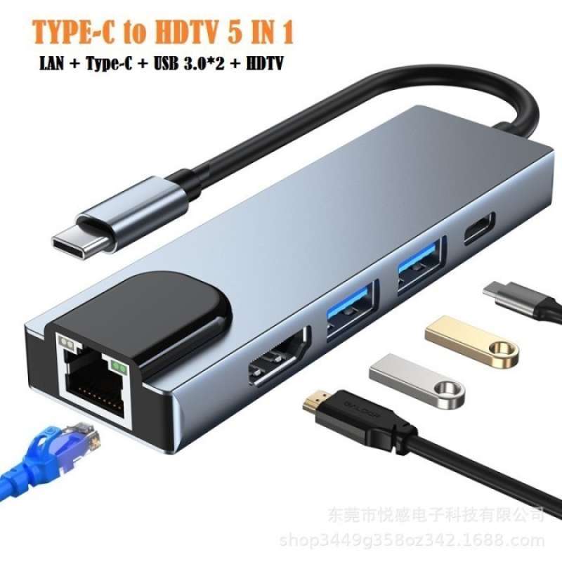 Promo Lenovo Yoga Converter Adaptor 4k 5 In 1 Type C To Hdmi Usb 3.0 ...