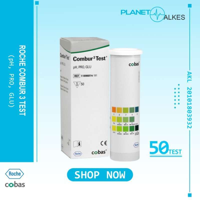 Promo ROCHE Cobas Combur 3 Test / Urine Strip 3 Parameter isi 50 Test ...